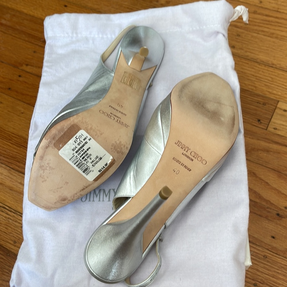 Jimmy Choo Silver Metallic Heels - Gem